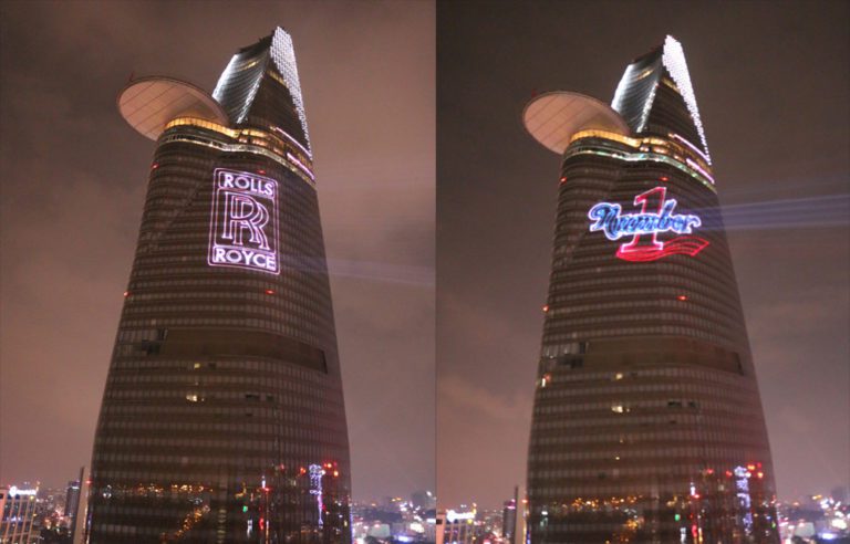 Laser projection on large building - LASER SHOWS SA